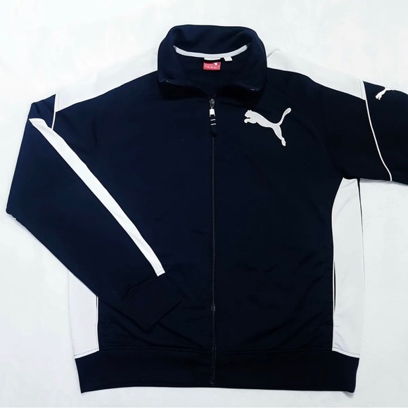 Puma | Jackets & Coats | Puma Navy Blue White Track Jacket | Poshmark
